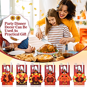 48 Pieces Thanksgiving Cutlery Holder Set Silverware Paper Pocket Pouch Thanksgiving Turkey Utensil Decor Thanksgiving Autumn Harvest Fall Halloween Party Favor Supply Table Decoration