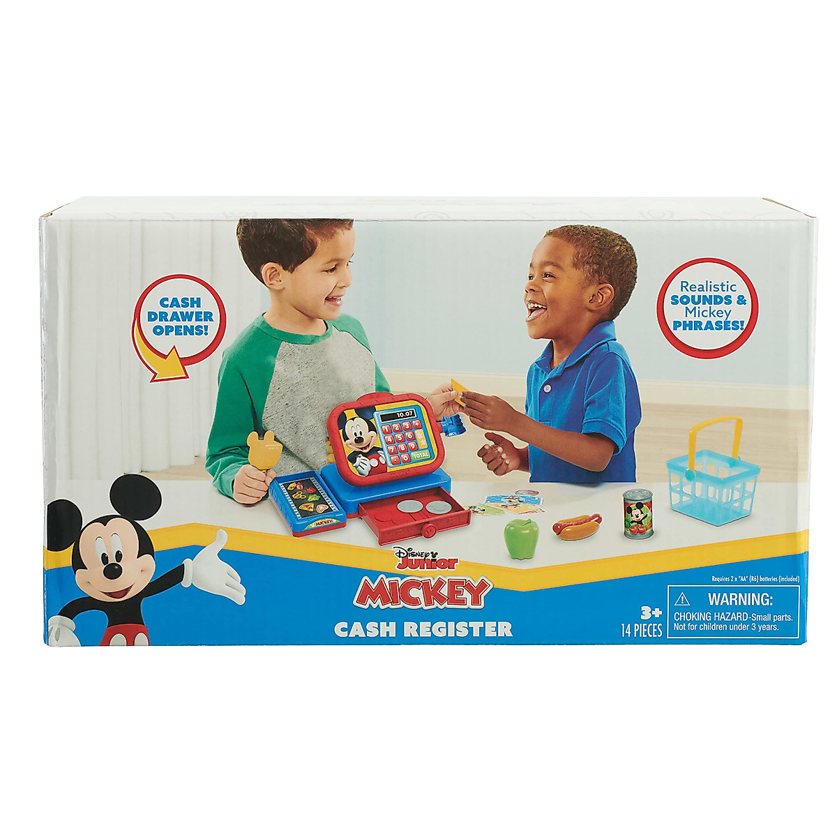 Disney Junior Mickey Mouse Realistic Sounds Toy Cash Register with Pretend Play Money, 14-pieces, Kids Toys for Ages 3 Up, Amazon Exclusive by Just Play