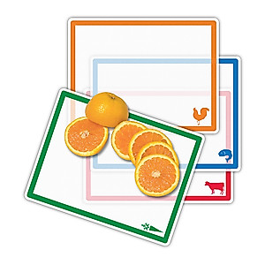 Farberware Flexible Cutting Mats with Food Icons, 11-Inch-by-15-Inch, Set of 4