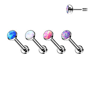 Pierced Owl 16-20G G23 Implant Grade Titanium Threadless Push-in Synthetic Opal Flat Back Stud (White, 20GA (0.8mm))