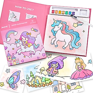 JoyCat Paint with Water Coloring Books for Toddlers, Watercolor Painting Sets for Kids Ages 3-5 4-8, Arts and Crafts Drawing Activities Toy Birthday Gift for Boys Girls (Unicorn)