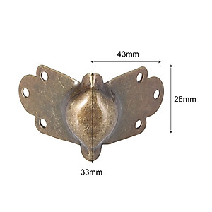 dophee 8 Pack Antique Brass Corner Protectors, Decorative Metal Box Corners Covers Trim Brackets with Mounting Screws for Jewelry Box Wooden Case Chest Table Furniture, 1.69"x1.02"x1.30"