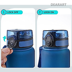 DEARART 32oz Blue-Mix Water Bottle With Motivational and Time Marker, BPA FREE Quick Drink Without Straw, Suit Sports Office Gym School ect.