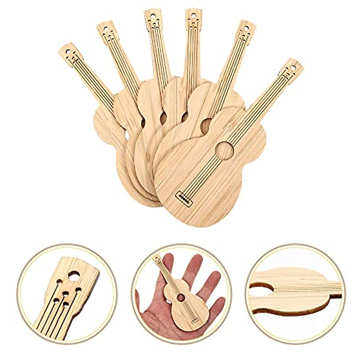 NUOBESTY 6pcs Blank Bookmarks with Hole Cello Shape Bamboo Cutouts Unfinished Vintage Bookmarks for DIY Bookmarks Tag