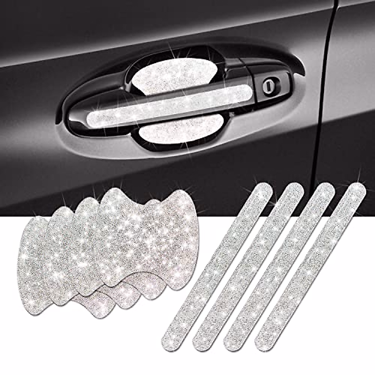 Car Door Handle Protector Bling Car Door Handle Cup Sticker Car Door Handle Scratch Protector Bling Car Accessories Reflective Stickers Fit Most Cars
