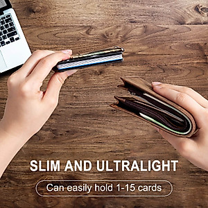 INECOKS Tactical Wallet, Carbon Fiber Wallet, Metal Money Clip Wallet, RFID Blocking Minimalist Wallet for Men Slim Aluminum Credit Card Holder