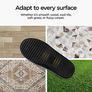 MERRIMAC Men's Slip-on Slippers Comfy Memory Foam Non-slip Indoor House Shoes Grey,12-13 US