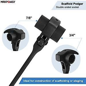 MAXPOWER 3/4" x 7/8" Scaffold Ratchet Wrench, Spud Podger Spanner, Multifunctional Functions with Claw Pry Bar and Hammer Face