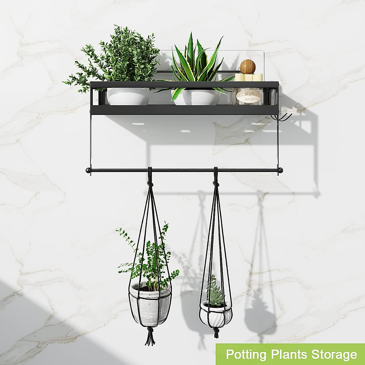 ESOW Paper Towel Holder Wall Mounted for Kitchen 13 in, Paper Towel Roll Rack with Storage Shelf Space, Both Available in Adhesive and Screws, SUS304 Stainless Steel (Matte Black)