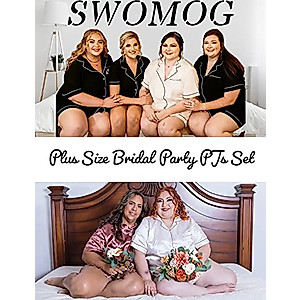 SWOMOG Women's Satin Plus Size Pajamas Silk Short Sleeve Pjs Sets Button Down Silk Sleepwear 2 Piece Bridal Pjs Loose Outfits Pink