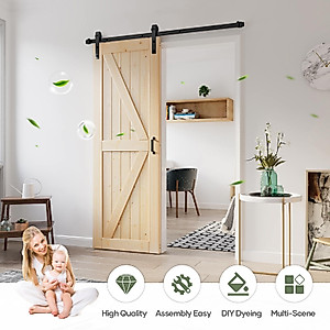 ROYMELO 30x84 inch Sliding Barn Wood Door Slab with 5ft Hardware Kit, Requires Simple DIY Assembly