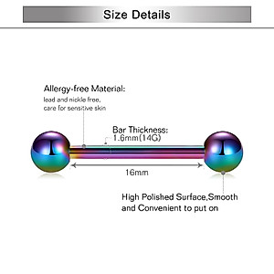 AVYRING 14G Nipple Rings Straight Barbells Surgical Steel Nipplerings Piercing Jewelry for Women 12/14/16/18mm 20pcs