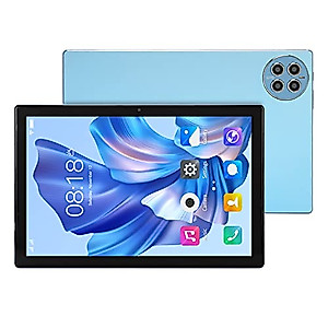 Airshi Smart Tablet, 10in Smart Tablet Octa Core CPU 12GB RAM 256GB ROM Dual Speakers US Plug 100-240V Portable for Office (Blue)