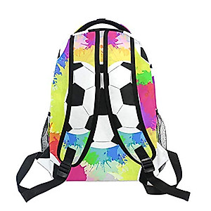 AUUXVA Rainbow Sport Soccer Ball Backpack Travel School Shoulder Bag for Kids Boys Girls Women Men