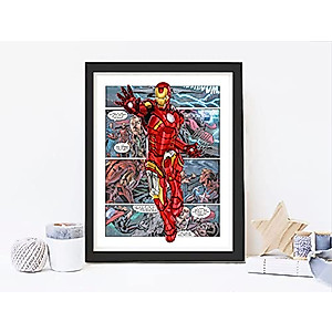 Superhero Posters for Boys Room - 8x10 Inches Set of 9 UNFRAMED - Superhero Wall Art - Superhero Wall Decor - Superhero Comics Characters for Boys Room Nursery Kids Rooms Bedrooms Toddlers Teens Bathrooms Girls Rooms by EOM Art & Design