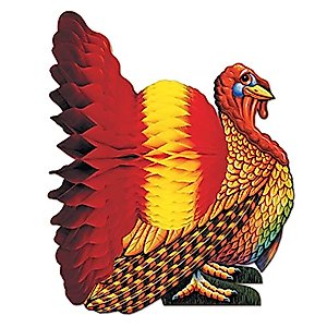 Beistle Tissue Paper Turkey Centerpiece For Thanksgiving Party Decoration Autumn Fall Harvest Home Decor