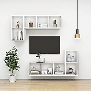 Homvdxl Floating Wall Cube Shelves, White High Gloss Box Shelf for Wall Decor, Floating Bookshelf Square Wall Cubby Shelves for Living Room Bedroom Bathroom Entryway Hallway, 2 Set