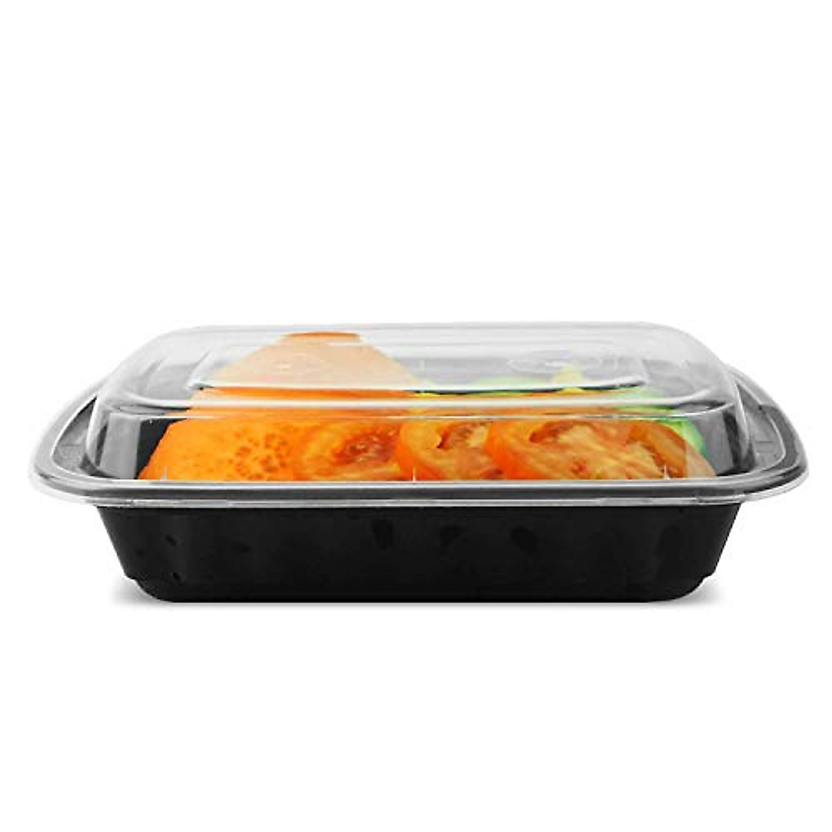 Miibox 28 Oz Bento Box with Lids, BPA Free, 50pcs Fork Disposable Food Take Out Container, Black