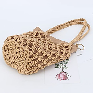 SUKUTU Women Mesh Tote Bag Casual Summer Beach Travel Bag Fishing Net Woven Shoulder Bag