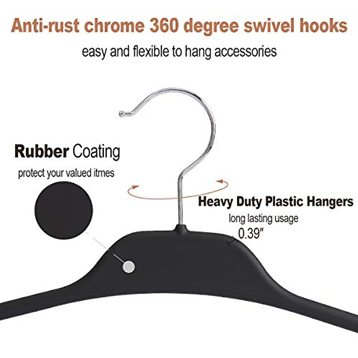 Belt Hanger Rack Holder for Closet, Sturdy Belt Organizer with 360 Degree Swivel, 11 Large Sturdy Belt Hooks, Non Slip Rubberized Belt Storage, Black