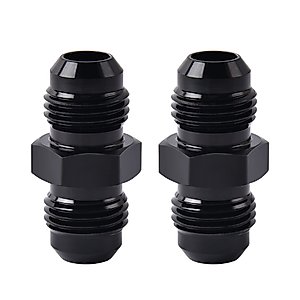 EVIL ENERGY 6AN Male to Male Flare Coupler Union Straight Fuel Hose Adapter Fitting Black 2PCS