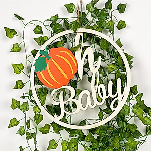 Little Pumpkin Baby Shower Decorations, Oh Baby Pumpkin Wooden Sign for Fall Theme Baby Shower Party Supplies