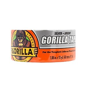 Gorilla Tape, 1.88 in x 10 yd, Silver (Pack of 1) - Duct, Utility, Triple Layer Strength, Indoor & Outdoor, Weather Resistant Shell