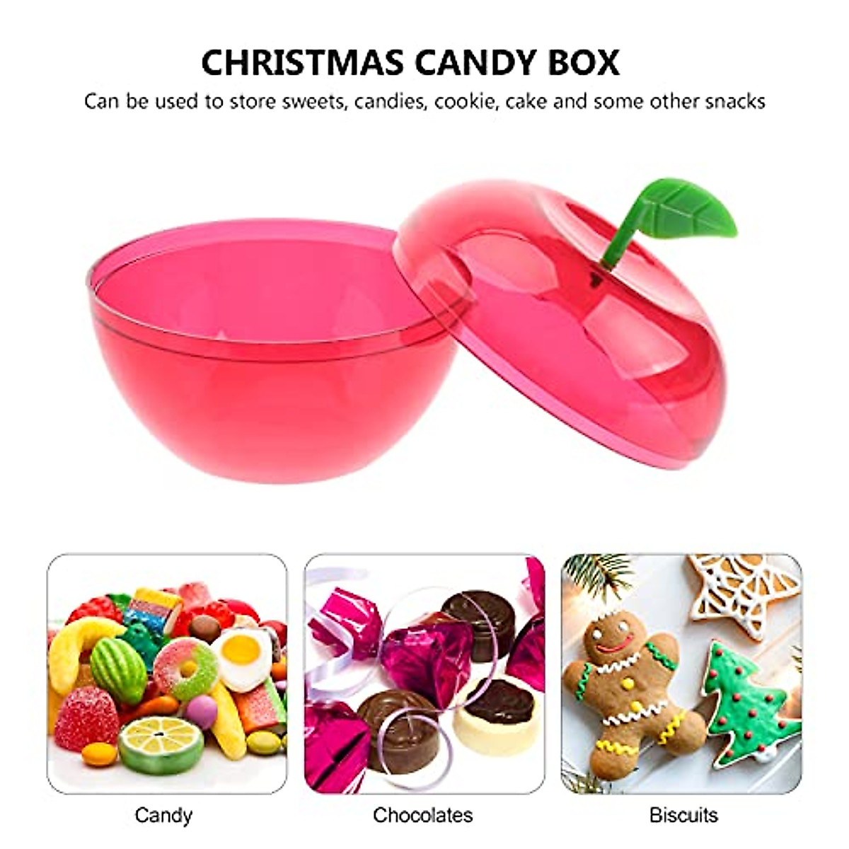 Healvian 24Pcs Apple Shape Candy Box Christmas Apple Container Plastic Chocolate Box Gift Fillable Balls Red Apple Container