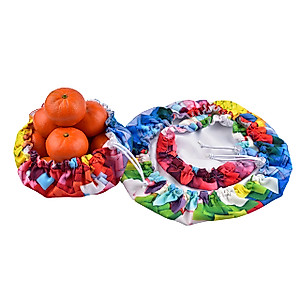 Handmade Reusable Cotton Fabric Bowl Covers - Two Layers of Fabric (Set of 3, Yellow plaid)