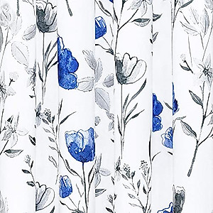 VERTKREA Curtains Flower Watercolor Window Drapes Blue Valance 52 × 18 Inches Flower and Leaves Rod Pocket Valances for Kitchen Bathroom Living Room Bedroom Nursery 1 Panel