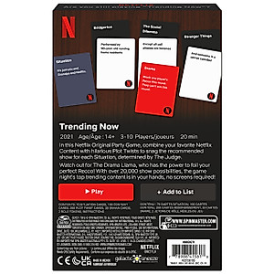 Spin Master Games Netflix, Trending Now Card Game Party Family Board Game with Funny TV Show Cards, for Teen & Adults Ages 14 and Up