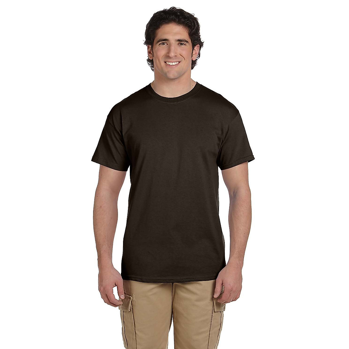 Hanes mens 5.2 oz. 50/50 ComfortBlend EcoSmart T-Shirt(5170)-Dark Chocolate-XL