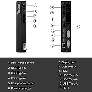 Lenovo ThinkCentre M70q Gen 4 MFF Tiny 1L Mini PC Business Desktop Computer, 13th Gen Intel 16-Core i7-13700T up to 4.9GHz, 8GB DDR4 RAM, 2TB PCIe SSD, WiFi 6, RJ45, HDMI, Windows 11 Pro, venthear