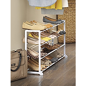 Whitmor 4 Tier 20 Pair Floor Shoe Rack - White