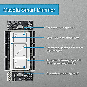 Lutron Caséta Wireless Smart Lighting Dimmer Switch Starter Kit with Caséta Smart Hub and Pico Bracket | Works with Alexa, Google Assistant, Ring, Apple HomeKit | P-BDG-PKG1W-A