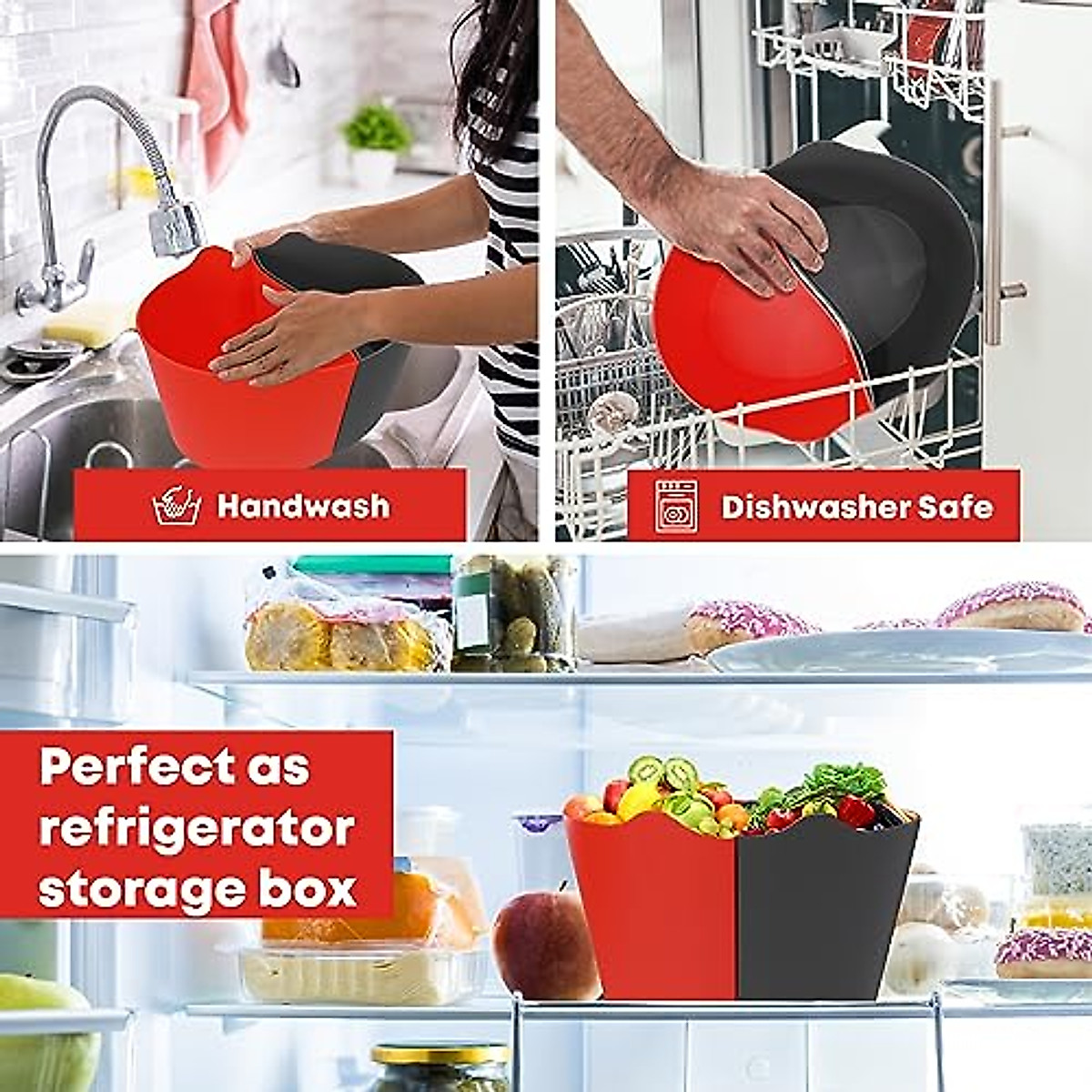 AMR 2in1 Slow Cooker Liners for 5-6 QT Crockpots, Silicone Crockpot Liner for Cooking 2 Dishes, Leak Proof & Dishwasher Safe