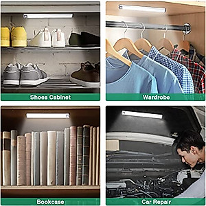 LED Motion Sensor Cabinet Light 2500mAh 2 Packs Rechargeable Under Counter Closet Lighting, Wireless Night Light with 54 LEDs for Cabinet, Wardrobe, Kitchen, Hallway, Stairs