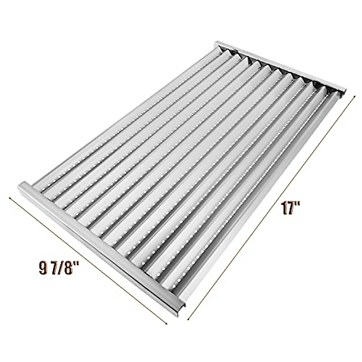 Stamped Emitter & Cast Iron Grill Grate Replacement Parts for Charbroil 463242715 463242716 Commercial Infrared 4B 463257520 463276016 466242715 466242815 G541-0016-W2 G533-2200-W1, 17x9.5'', 3PCS Set