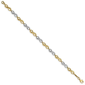 IceCarats 14K Two Tone Gold Infinity Twisted Love Knot Symbol Chain Charm Bracelet