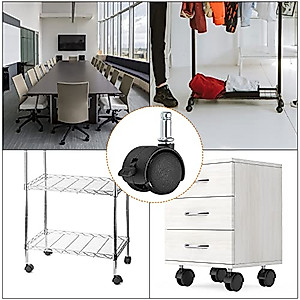 PATIKIL 1 Inch Swivel Casters, 8 Pack Nylon 360 Degree Universal Circlip Swivel Stem Wheels with Brake for Chair Furniture Replacement, Black