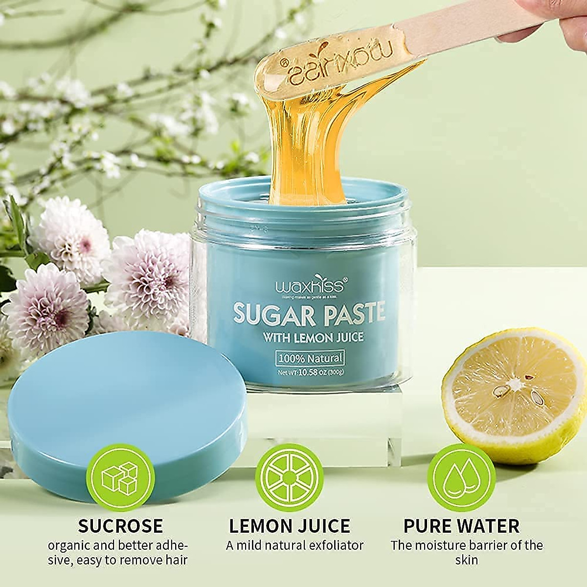 Sugar Wax Kit - Medium All-Purpose Hair Removal Kit with Lemon Juice for Brazilian, Legs, Arms, Bikini, Back, Chest, Face