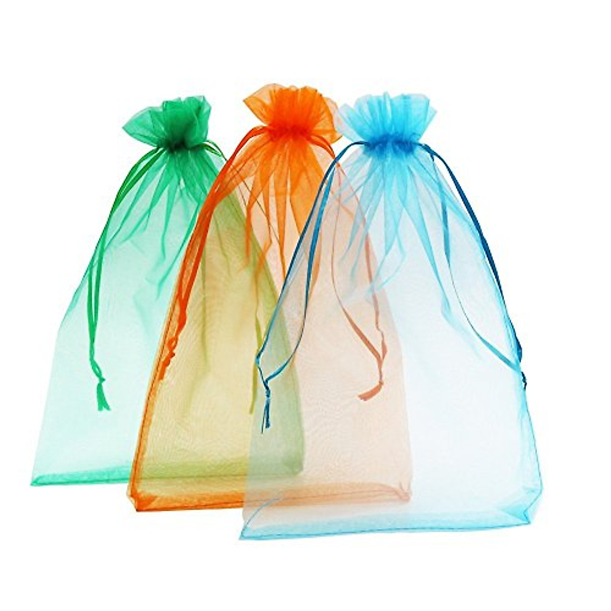 SumDirect Big Organza Gift Bags - 100Pcs 8x12 Inches Big Mesh Bags, Christmas Organza Gift Party Favor Bags with Drawstring