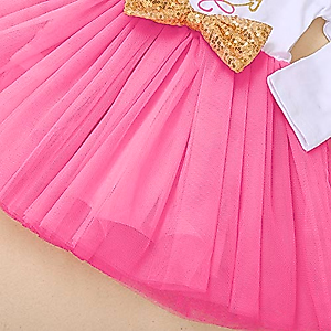 My 1st 2nd 3rd Birthday Party Dress for Baby Girl Princess Pageant Party Sequin Bow Tutu Dress Headband Infant Toddler Playwear Dress Ruffle Skirt Cake Smash Outfit 001 Hot Pink - 3rd Birthday 3 Years
