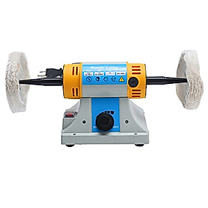 YaeTek 4-1/4" Bench Lathe Buffer Polisher Electric Benchtop Jewelry Polisher Rock Variable Speed Polishing Machine Dual 4 inch Buffing Wheel Bench Grinder Machine for Jewelry, Wood, Silver, Amber