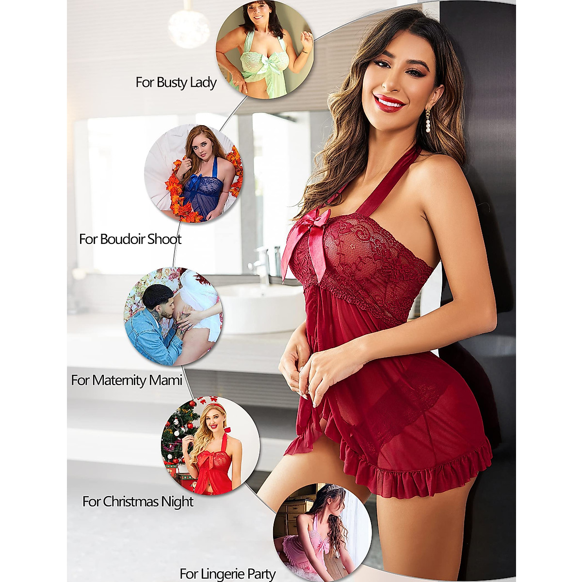Avidlove Valentine's Lingerie for Women Lace Babydoll Sleepwear Maternity Lingerie Sexy Pregnant