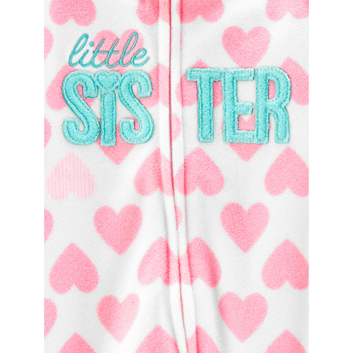 Simple Joys by Carter's Baby Girls' Fleece Footed Sleep and Play, Pack of 2, Pink Heather Panda/White Hearts, 6-9 Months