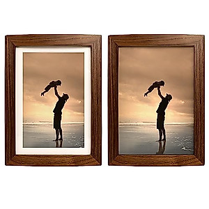 H-A 8x10 Picture Frames with Mat, Rustic Natural Wood Photo Frame for Tabletop (1 pcs)