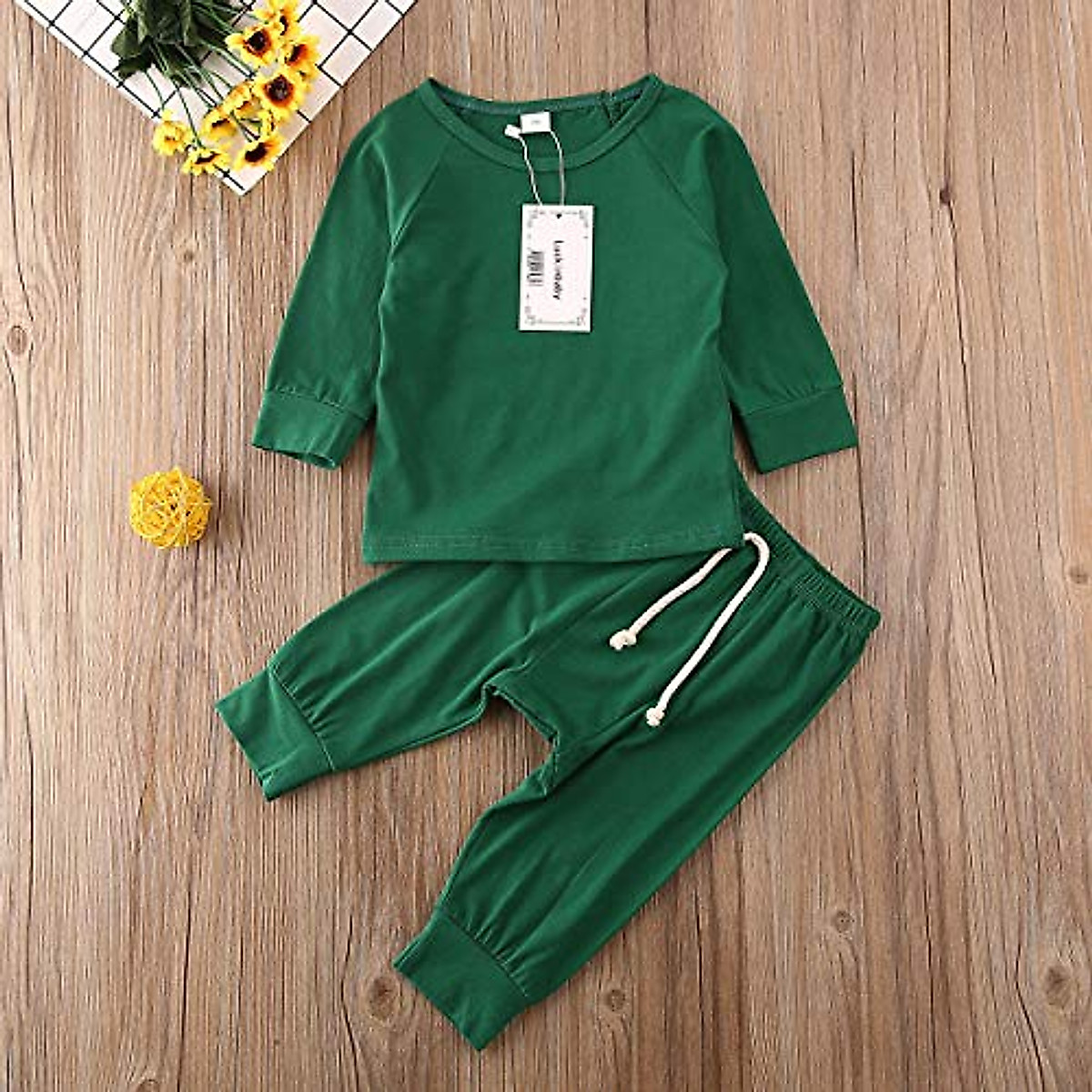 Baby Unisex Pajamas, Top with Pants Set 2 Piece Outfit, Organic Cotton Clothing Set for Infant Baby Boys Girls