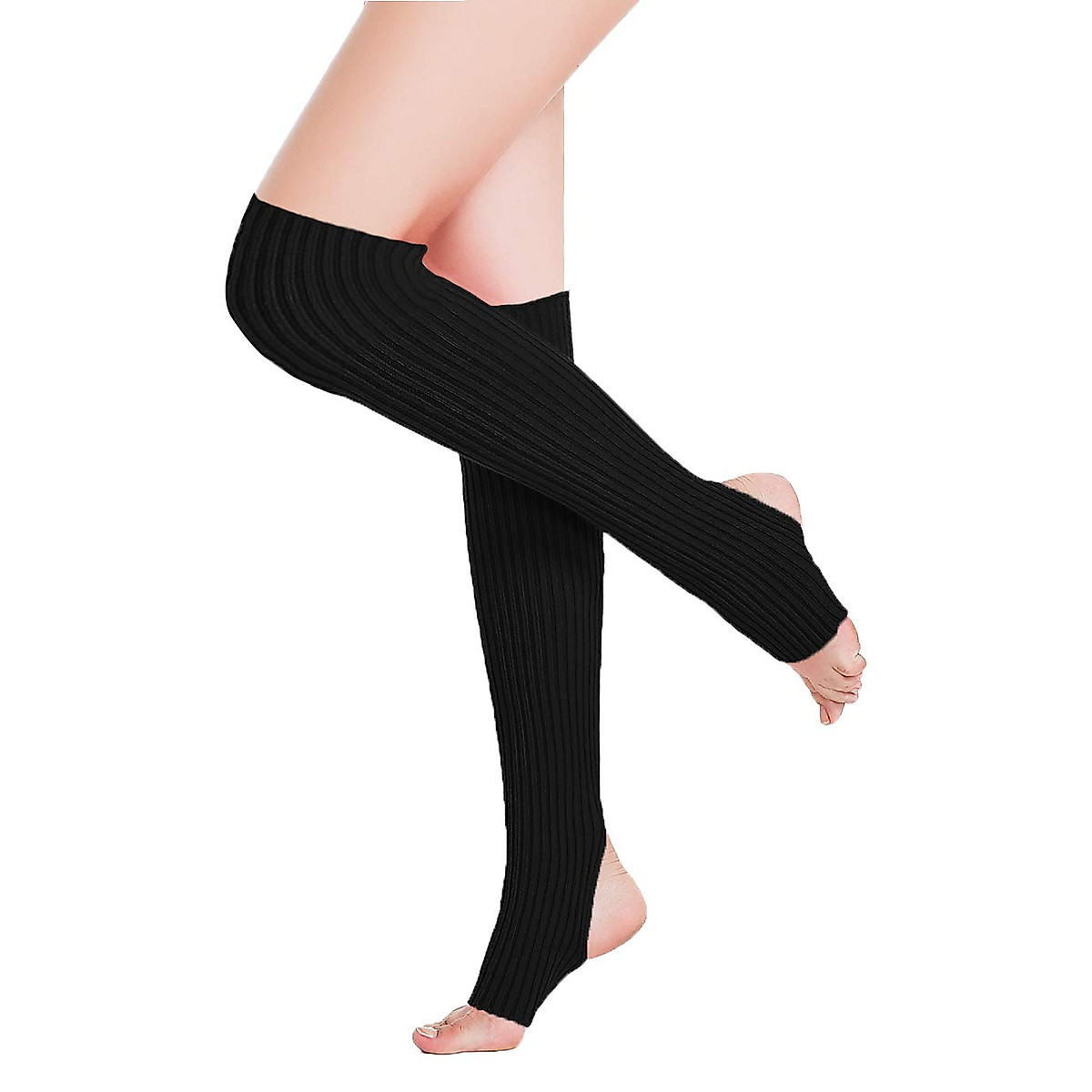 v28 Women’s Neon Knit Leg Warmer for 80s Party Dance Sports Yoga (61-Black)