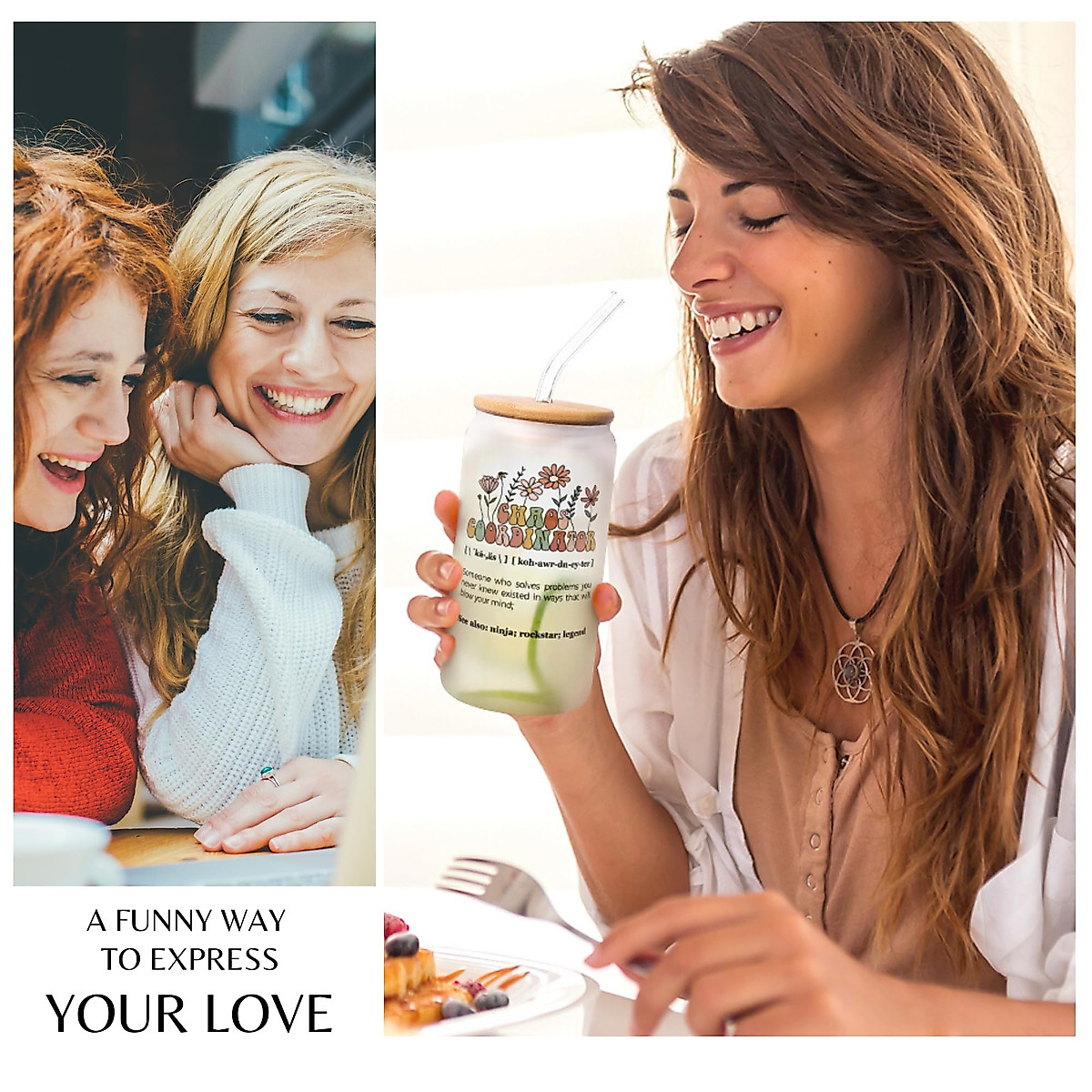 Thank You Gifts for Women - Chaos Coordinator Gifts, Coworker Gifts - Administrative Professional Day Gifts for Boss, Coworker, Manager, Office, Teacher, Nurse - Teacher Appreciation Gifts - Can Glass